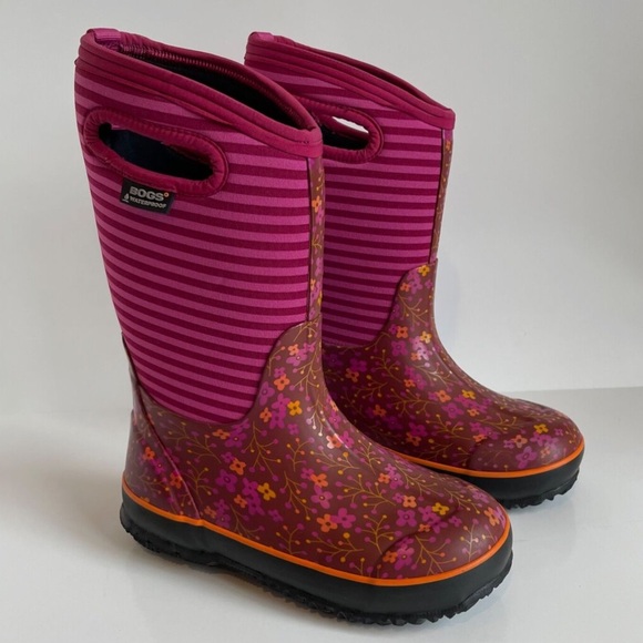 Bogs | Shoes | Bogs Boots Girls 2 Classic Flower Stripe Pink Rain ...